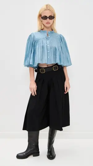 Sea Solene Solid Pleated Top