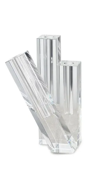 TIZO DESIGN Crystal Glass Triple Bud Vase - Clear