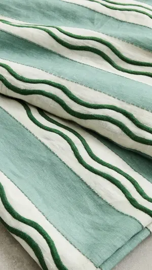 MISETTE Stripe Embroidered Linen Tablecloth