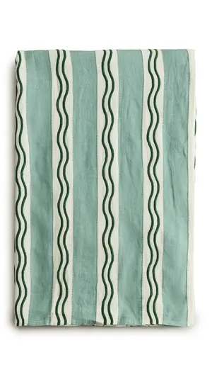 MISETTE Stripe Embroidered Linen Tablecloth