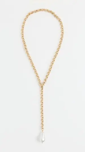 Baublebar Teagan Pearl Lariat Necklace - Pearl/gold
