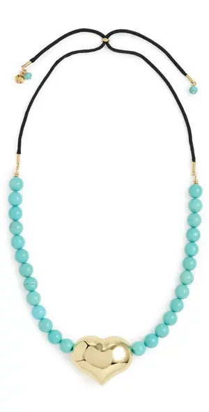 MAYAMAR Beaded Heart Pendant Necklace - Turquoise