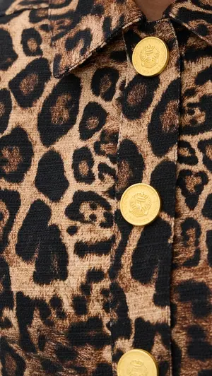 L'Agence Nyx Leopard Print Crop Jacket - Brown Patch Leopard