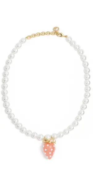 Casablanca Strawberry Faux Pearl Necklace - Brass/resin/pearl