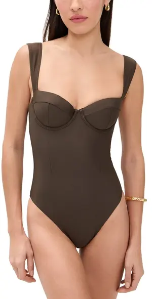 Simkhai Kyle Bustier One-piece Swimsuit - Chocolate