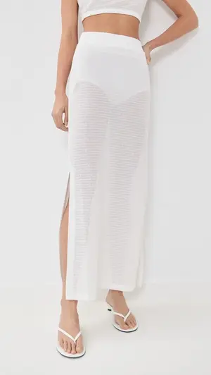 Simkhai Nicky Crochet Midi Skirt - White