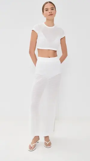 Simkhai Nicky Crochet Midi Skirt - White