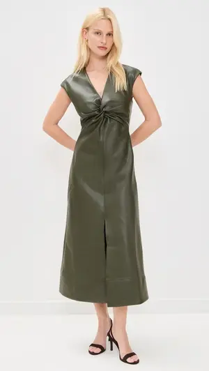 Tanya Taylor Tracy Faux Leather Midi Dress