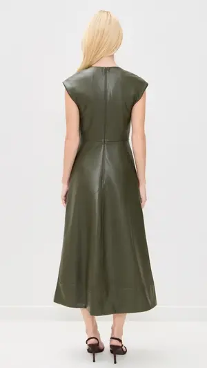 Tanya Taylor Tracy Faux Leather Midi Dress