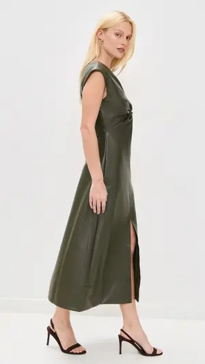 Tanya Taylor Tracy Faux Leather Midi Dress