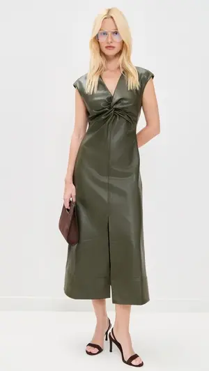 Tanya Taylor Tracy Faux Leather Midi Dress