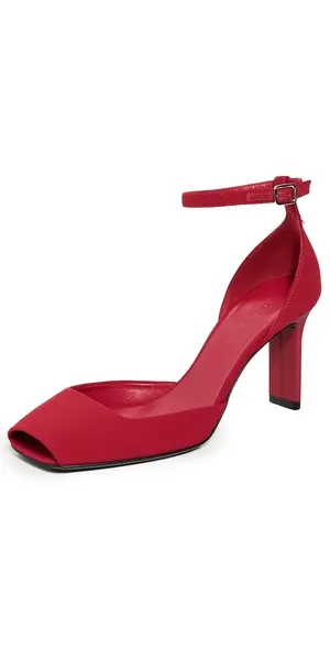 COURREGES Peep Toe Jersey Pumps - Ruby