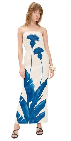 ANDRES OTALORA Costera Palm-print Linen Maxi Dress