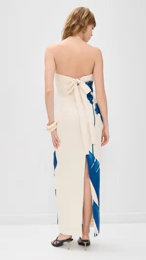 ANDRES OTALORA Costera Palm-print Linen Maxi Dress