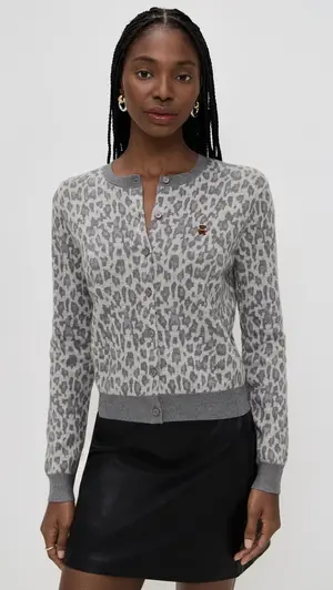 GUIZIO June Relaxed Leopard Cardigan
