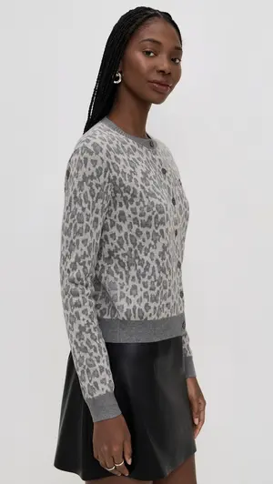 GUIZIO June Relaxed Leopard Cardigan
