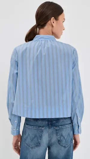 Veronica Beard Kaits Striped Blouse - Ice Blue Multi