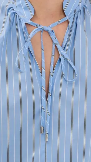 Veronica Beard Kaits Striped Blouse - Ice Blue Multi