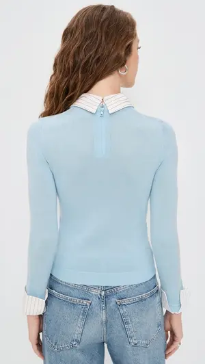 Alice + Olivia Porla Collared Sweater - Carolina Blue