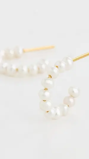 Chan Luu Holly Pearl Hoop Earrings
