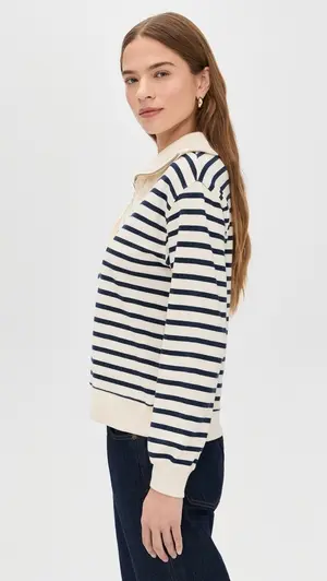 Xirena Striped French Terry Quarter Zip Sweatshirt