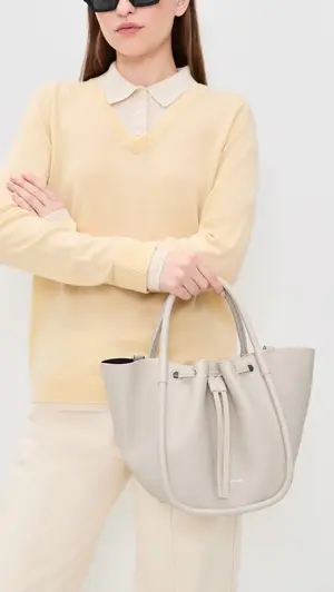 Proenza Schouler Small Ruched Suede Tote - Ecru