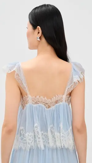 LoveShackFancy Lova Lace-trimmed Silk Top