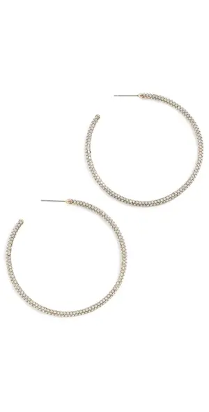 Tory Burch Icon Pavé Hoop Earrings - Tory Gold/crystal