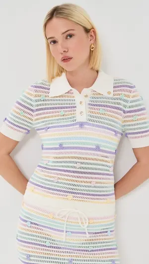 Casablanca Flower Crochet Polo