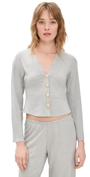 LE BOP Ponte Jersey Cardigan - Heather Grey