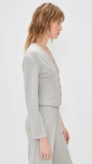 LE BOP Ponte Jersey Cardigan - Heather Grey