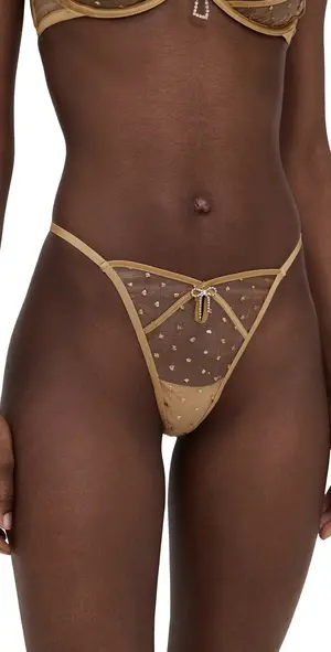 For Love & Lemons Izzy Thong Panties - Gold