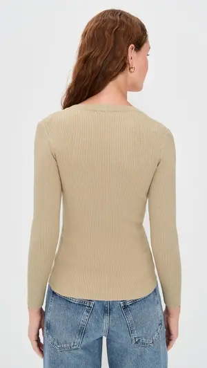 Staud Ribbed V-neck Knit Top