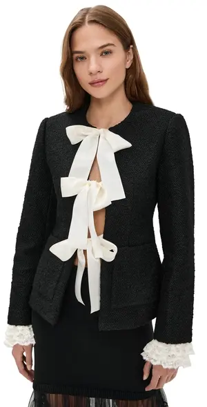 Sea Seraphine Solid Bow Jacket - Black