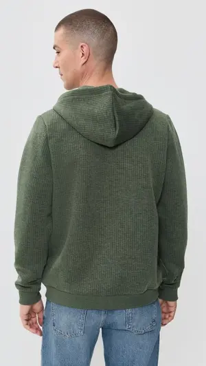 Marine Layer Corbet Quilted Zip Hoodie - Olive
