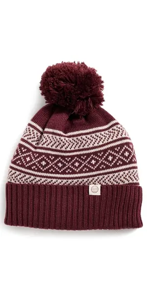 Marine Layer Fair Isle Pom Beanie - Burgundy