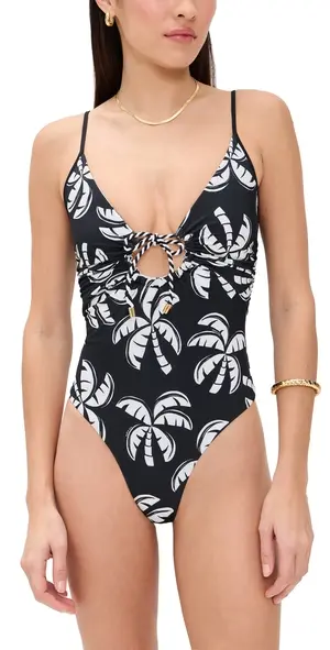 Farm Rio Graphic Palms Two-piece Swimsuit - Graphic Palms Black