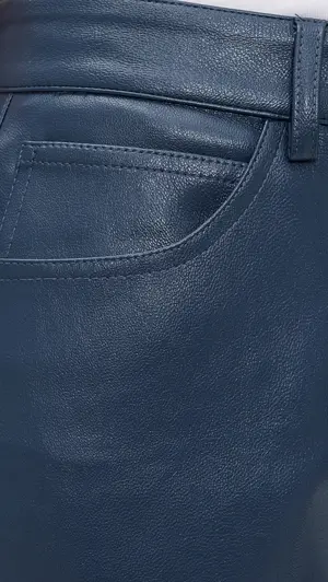 LE BOP Dakota Faux Leather Barrel Pants - Midnight Navy