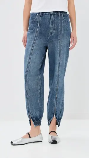 Tibi Zippered Denim Joggers