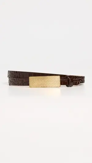 L'Agence Elyse Croc-embossed Belt