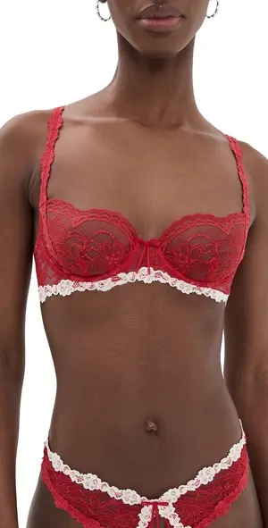 For Love & Lemons Fiona Lace Underwire Bra - Red