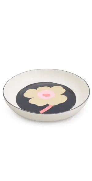 Marimekko Oiva Unikko Deep Plate - Off White/charcoal/sand/pink