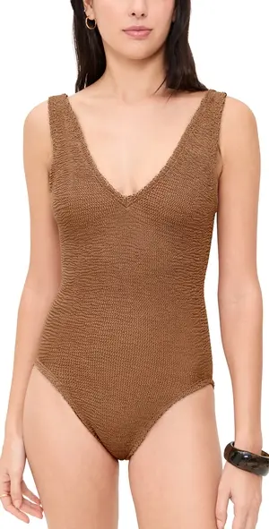 Hunza G Sadie One Piece Swimsuit - Metallic Cocoa