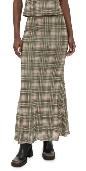 ANOTHER GIRL Plaid Mesh Maxi Skirt