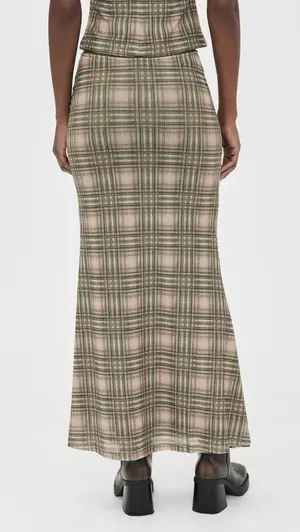 ANOTHER GIRL Plaid Mesh Maxi Skirt