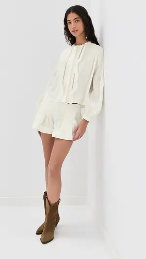 Isabel Marant Cybila Pintuck Pleated Shorts