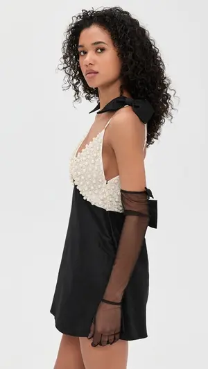 For Love & Lemons Pearly Bow Mini Dress