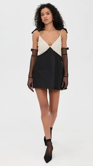 For Love & Lemons Pearly Bow Mini Dress