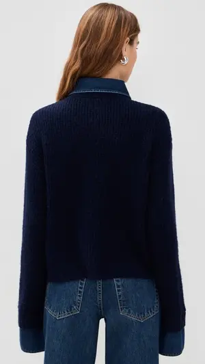 LE JEAN Harvey Denim-trimmed Sweater