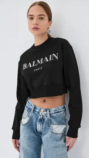 Balmain Printed Crew Neck Sweatshirt